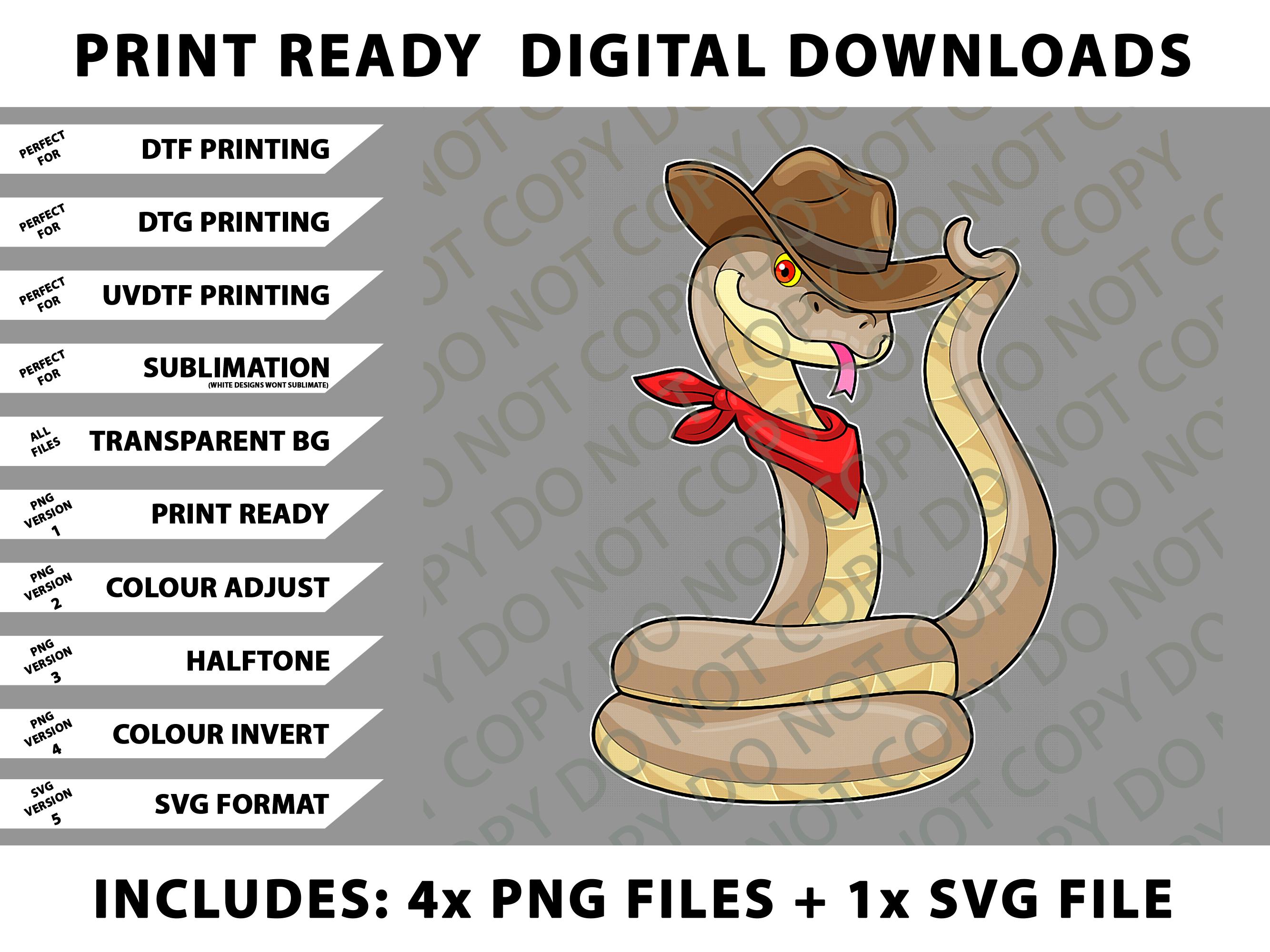 Snake Cowboy Kerchief Hat Png Bundle, SVG Files, Digital Downloads - Etsy