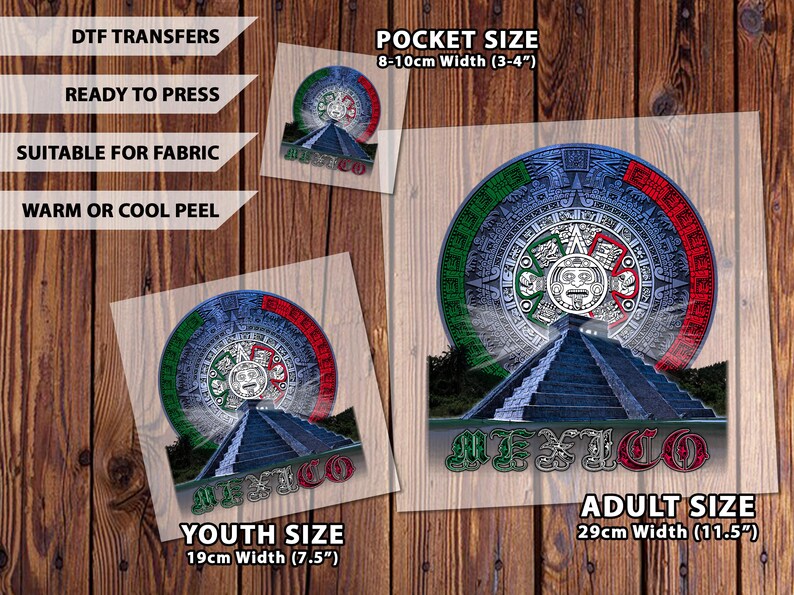 Chichen-itza Maya Calendar Green White Red Stars Astronomy Dtf Transfer ...