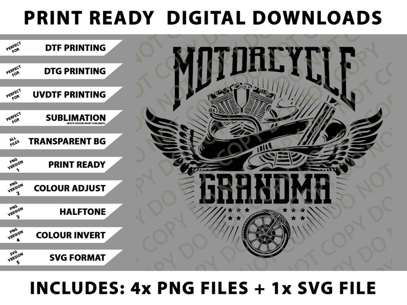 Motorcycle Grandma Biker Png Bundle, SVG Files, Digital Downloads - Etsy