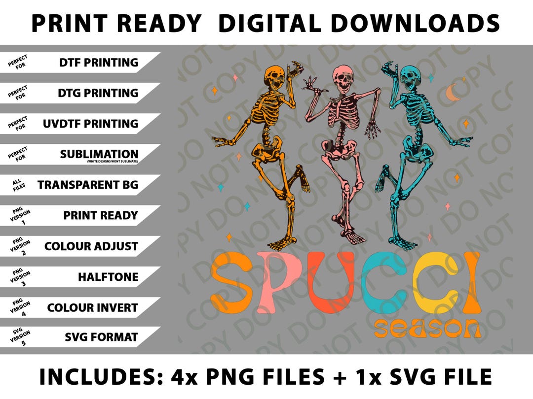 Groovy Spucci Season, Dancing Skeletons Halloween Skelly Png Bundle ...