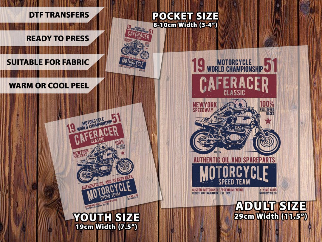 Vintage Retro Motorcycle Merch Biker Stuff Cafe Racer Dtf Transfer ...