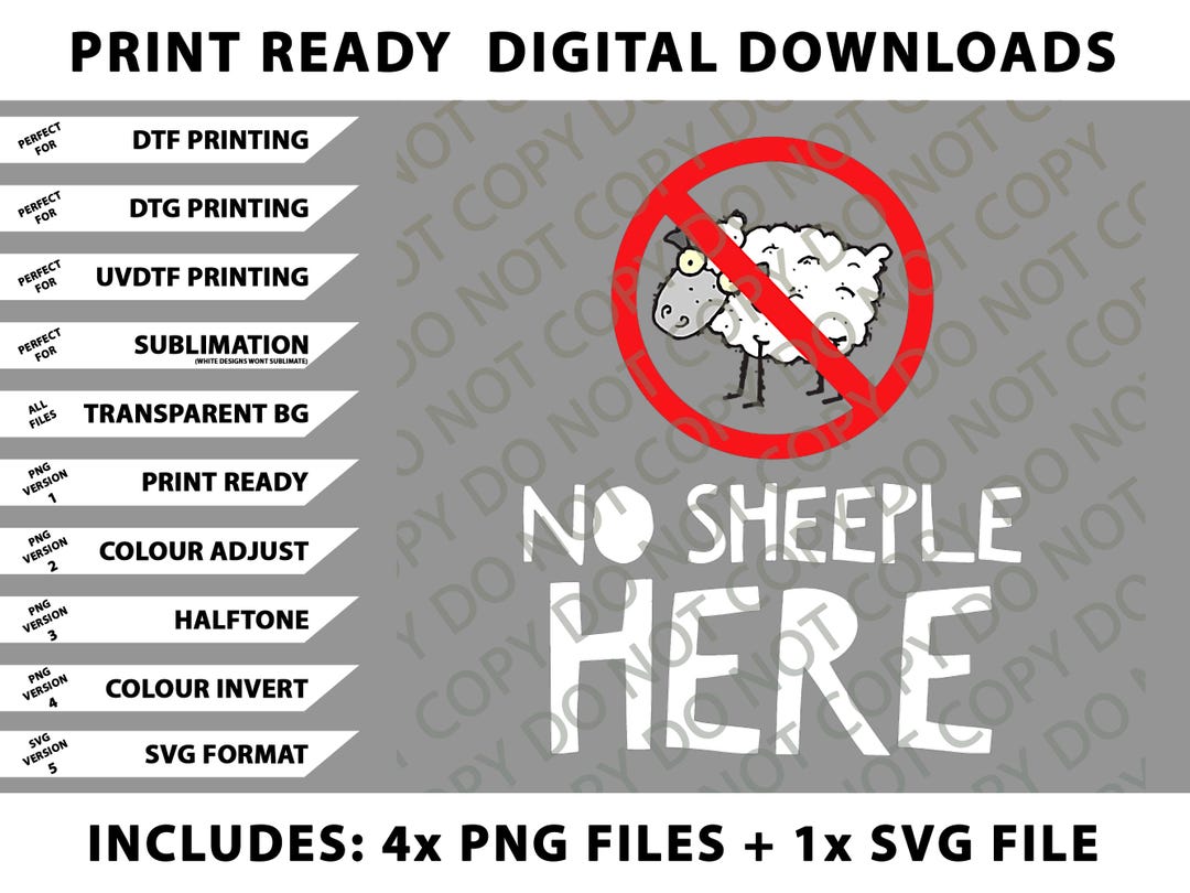 No Sheeple Here With Funny Cartoon Sheep. Png Bundle, SVG Files ...