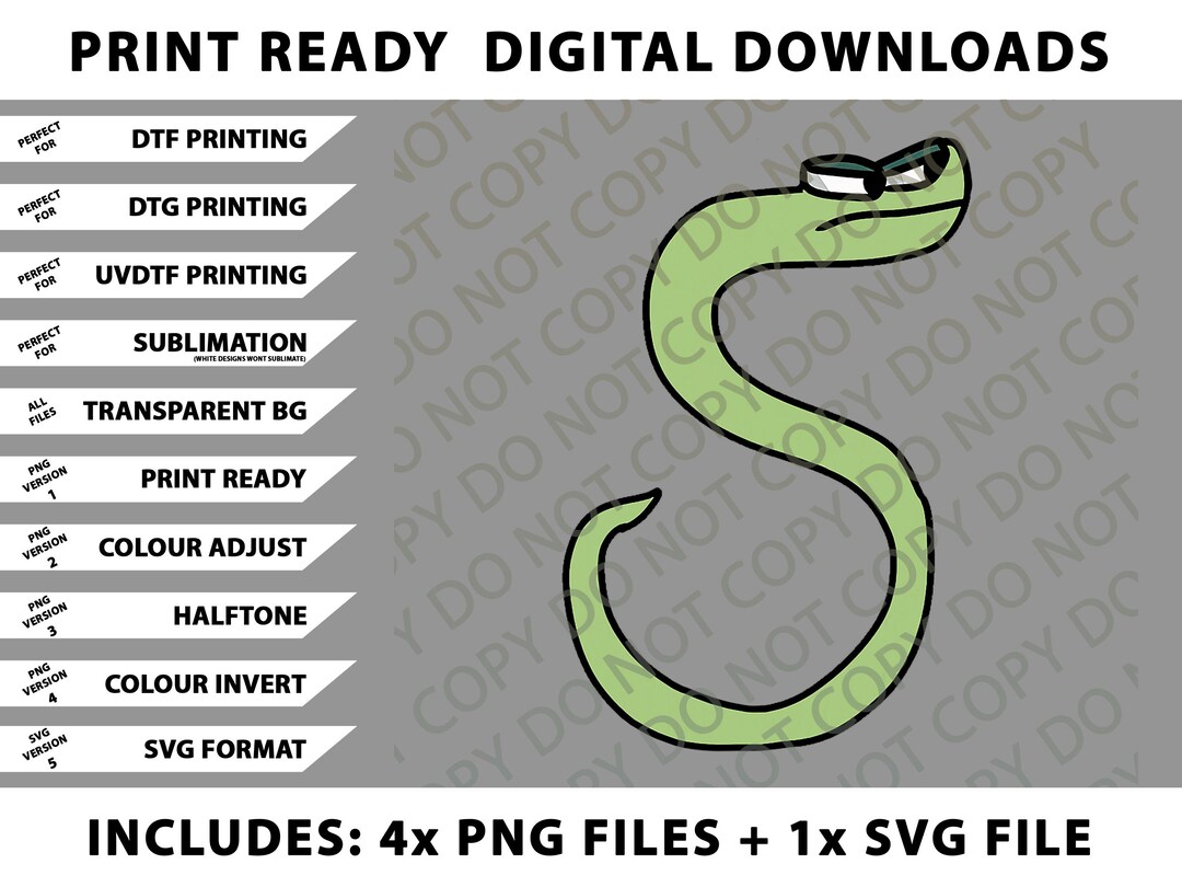 Green Snake Letter S Alphabet Lore Png Bundle, SVG Files, Digital ...