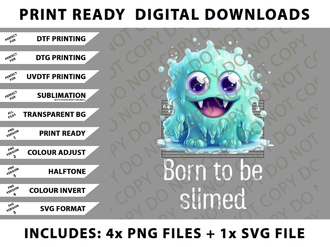 Born to Be Slimed Slime Birthday Png Bundle, SVG Files, Digital ...