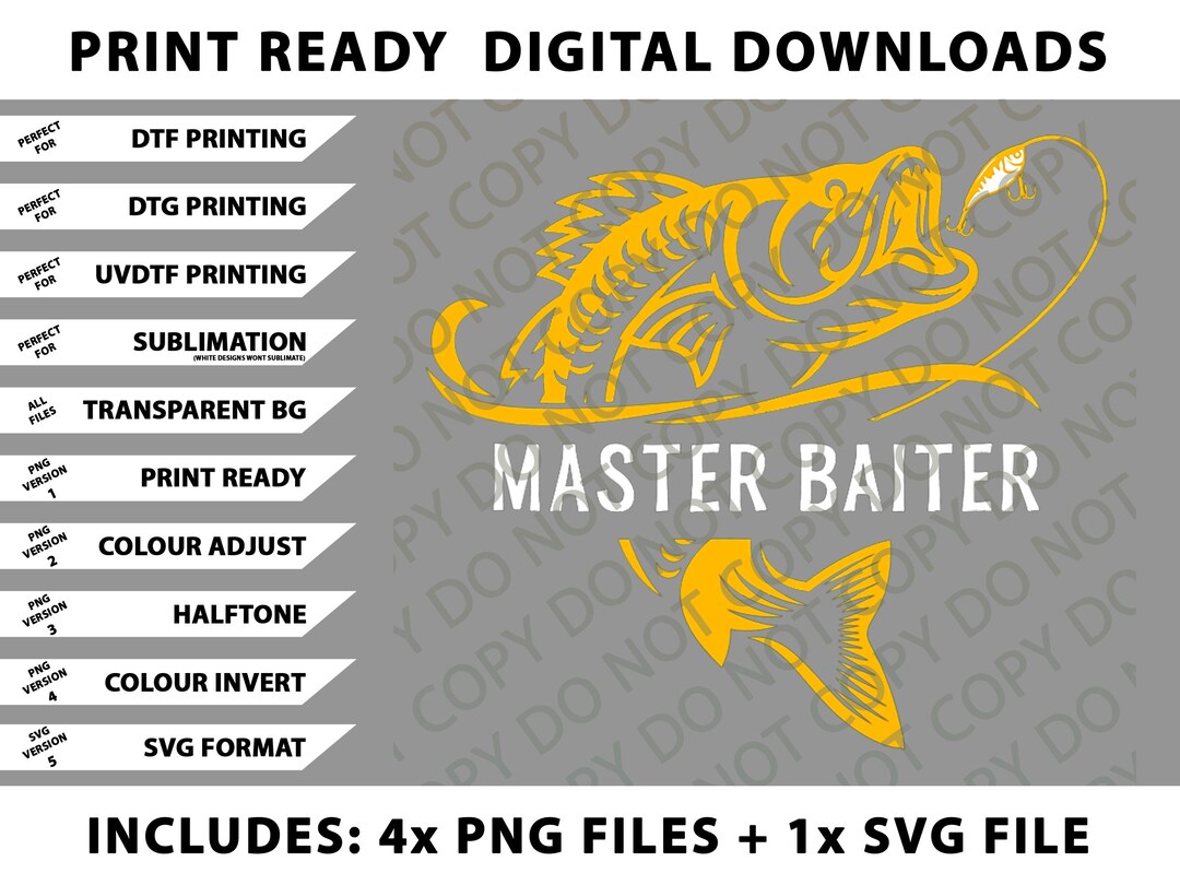 Master Baiter Funny Fishing Png Bundle, SVG Files, Digital Downloads - Etsy