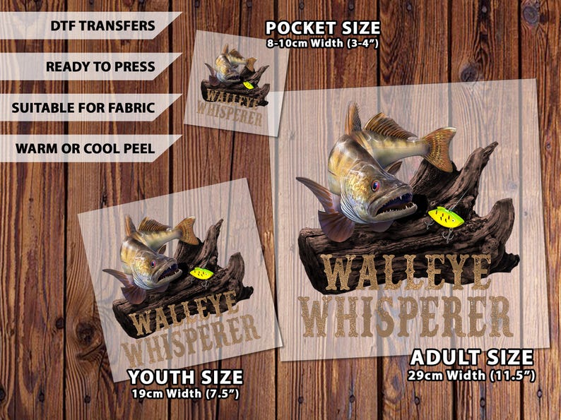 Large Walleye With Fishing Lure Drawing Walleye Whisperer Dtf Transfer ...