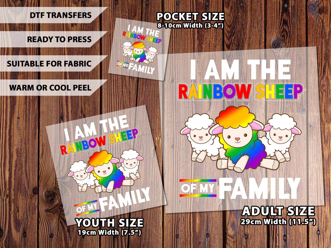 Cute Gay Pride Month I Am the Rainbow Sheep Kawai LGBTQ Dtf Transfer ...