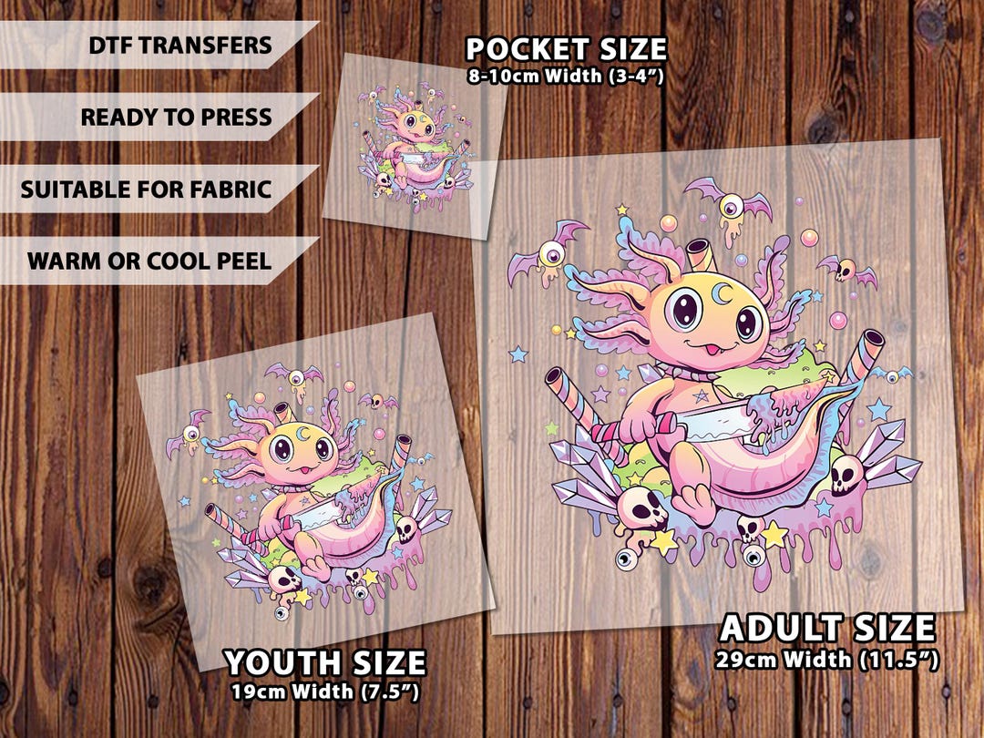 Pastel Goth Cute Creepy Axolotl Gothic Kawaii Menhera Wiccan Dtf ...