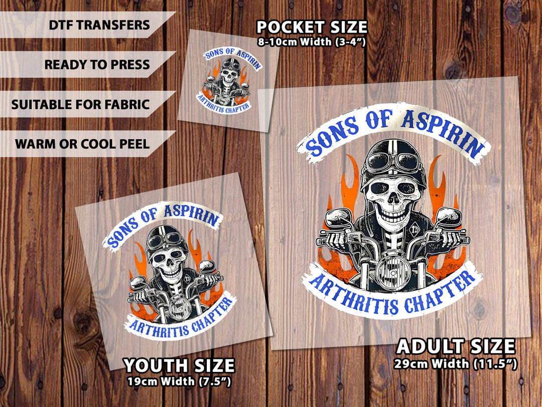 Sons of Aspirin Arthritis Chapter for Men Women Funny Biker Long Sleeve ...