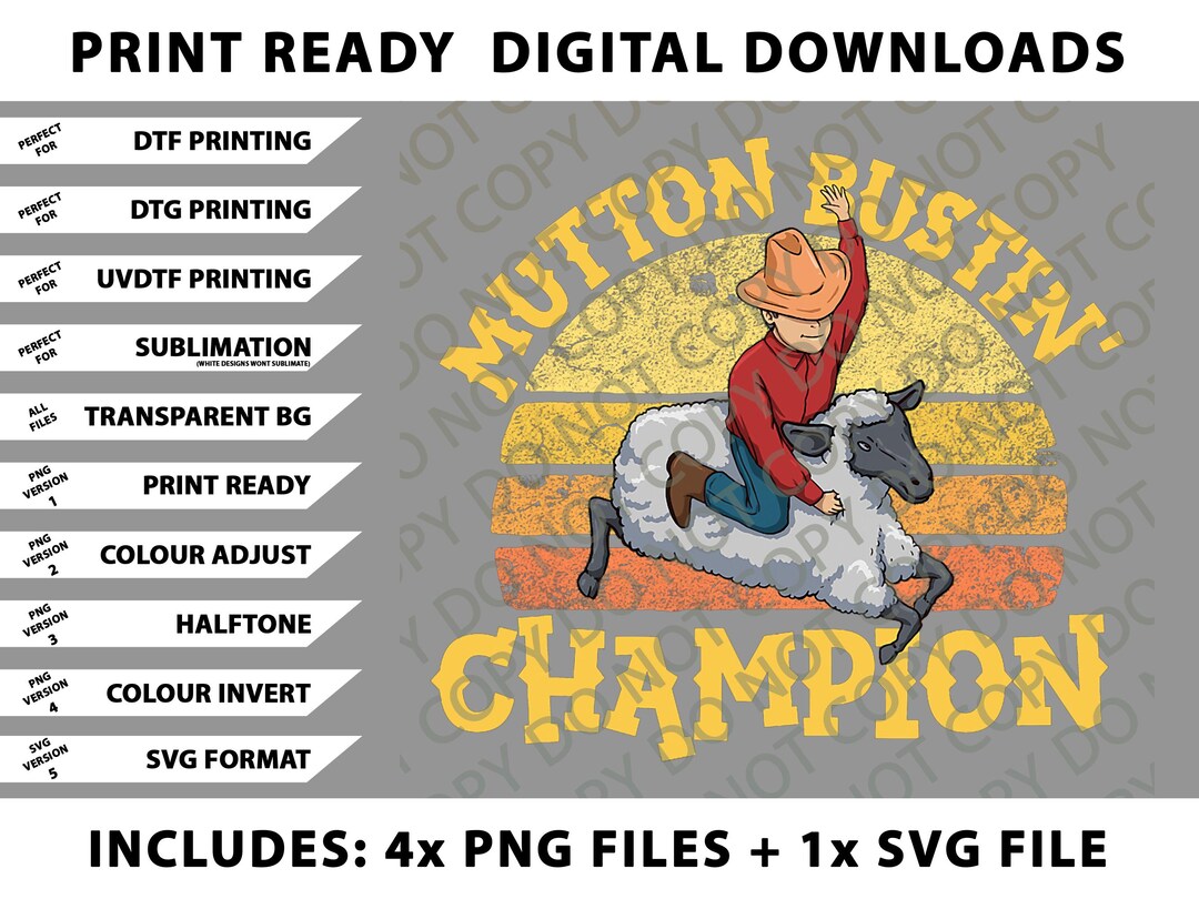Mutton Bustin' Champion Rodeo State Fair Kids Sheep Riding Png Bundle ...