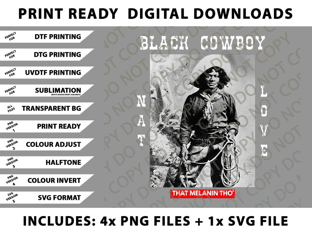 Black Cowboy Nat Love African American Cowboys Black History Png Bundle ...