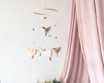 Flying Birds Mobile, Bird Theme Nursery, Bluebirds Baby Mobile, Felt ...