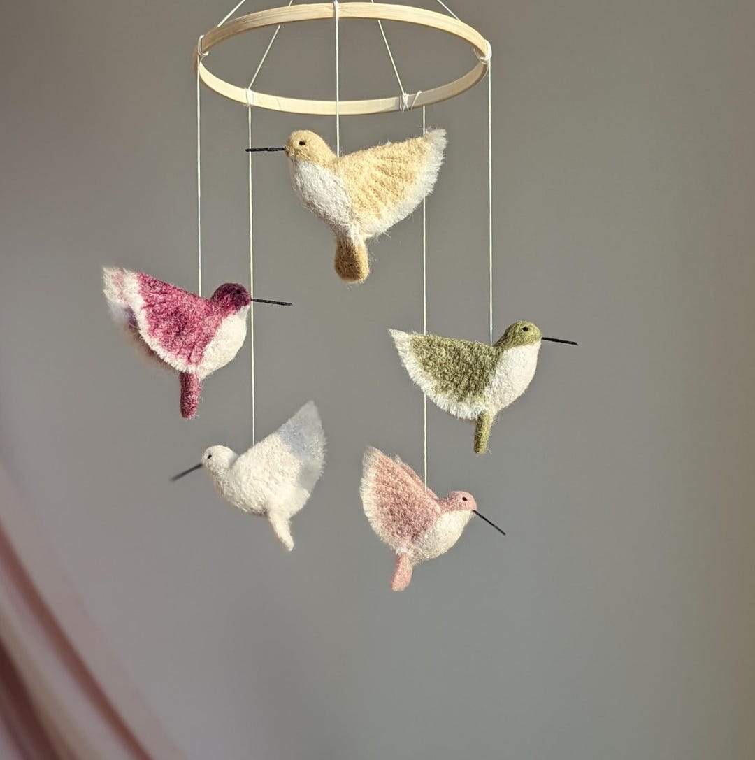 Baby Shower Gift, Needle Felted Mobile, Hummingbirds Mobile, Birds Baby ...