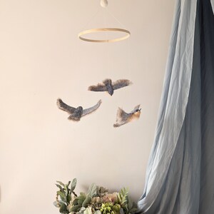 Flying Birds Mobile, Bird Theme Nursery, Bluebirds Baby Mobile, Felt ...