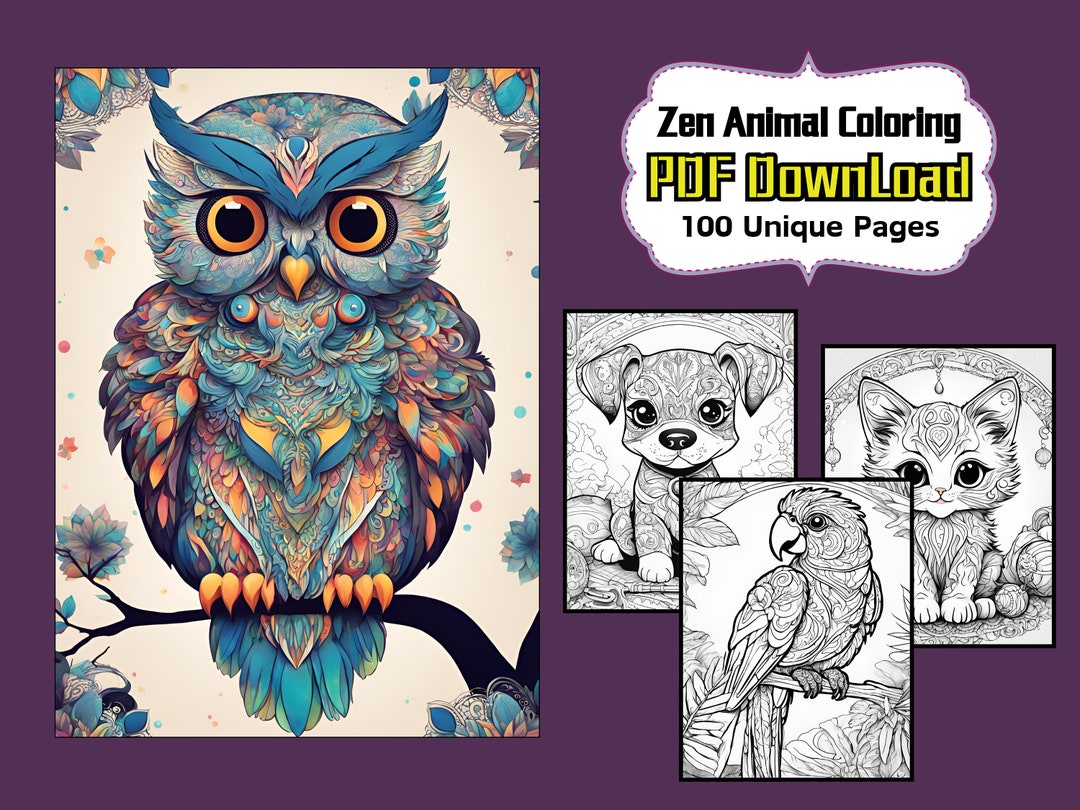 Zen Animal Coloring: Therapeutic Coloring Book for Stress Relief ...