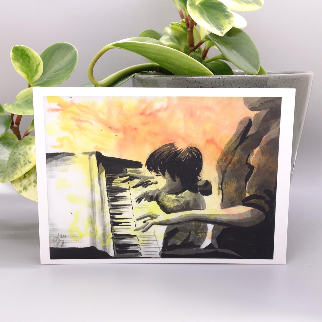 5x7 Print Music, Piano Painting, Postcard Music Watercolor, Music Room ...