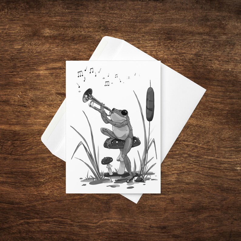 Trumpet Greeting Card for Musician, Frog Playing Trumpet, Thank You ...