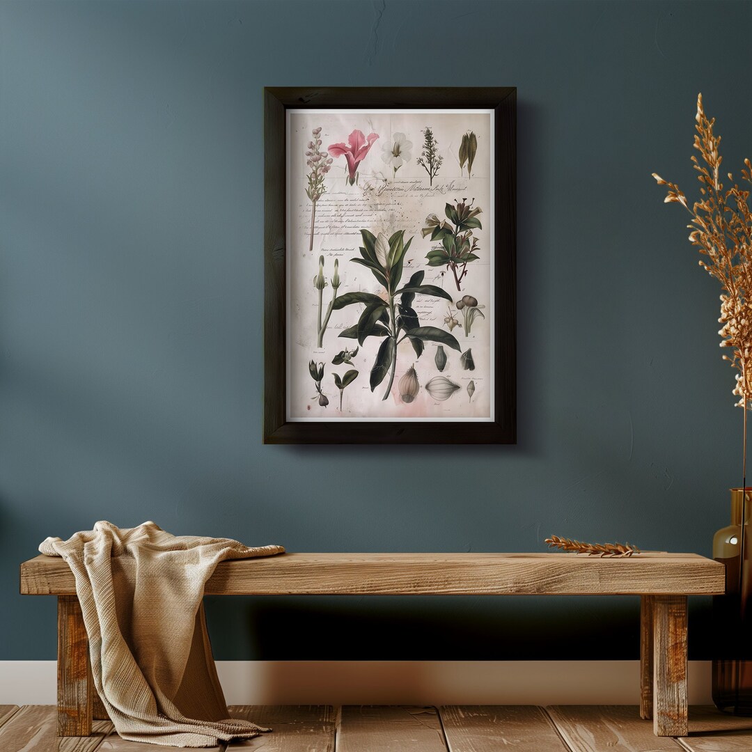 Floral Knolling Neutral Botanical Plant Art Flower Print Gift Trendy ...