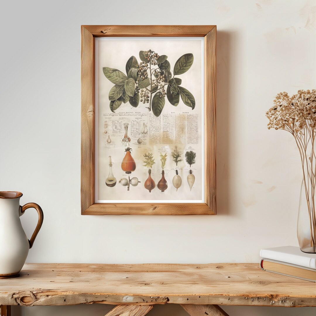 Neutral Botanical Plant Art Flower Print Knolling Art Trendy Interior ...