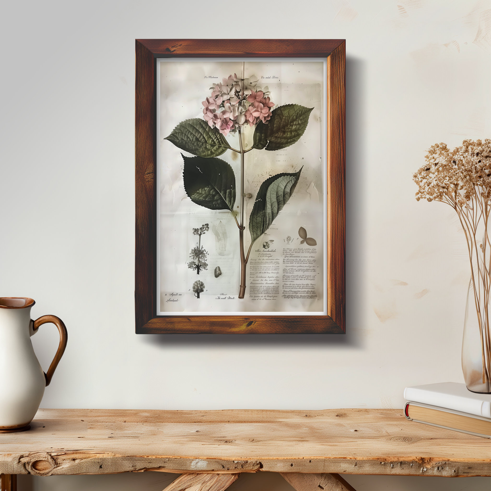 Hydrangea Art Neutral Botanical Plant Art Flower Print Trendy Interior ...