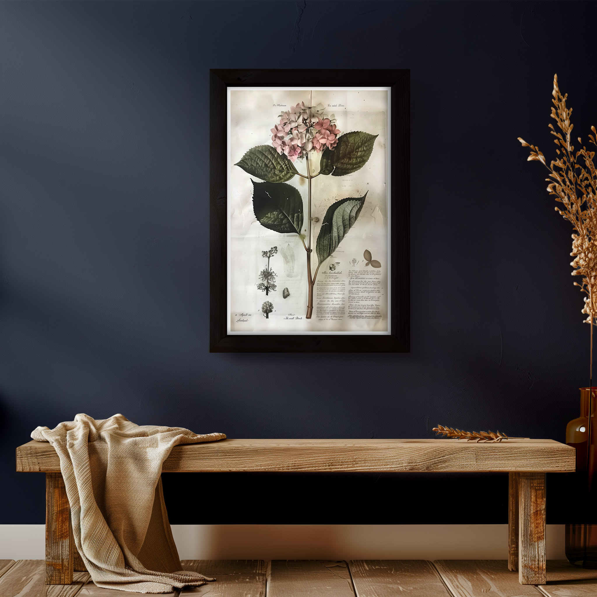 Hydrangea Art Neutral Botanical Plant Art Flower Print Trendy Interior ...