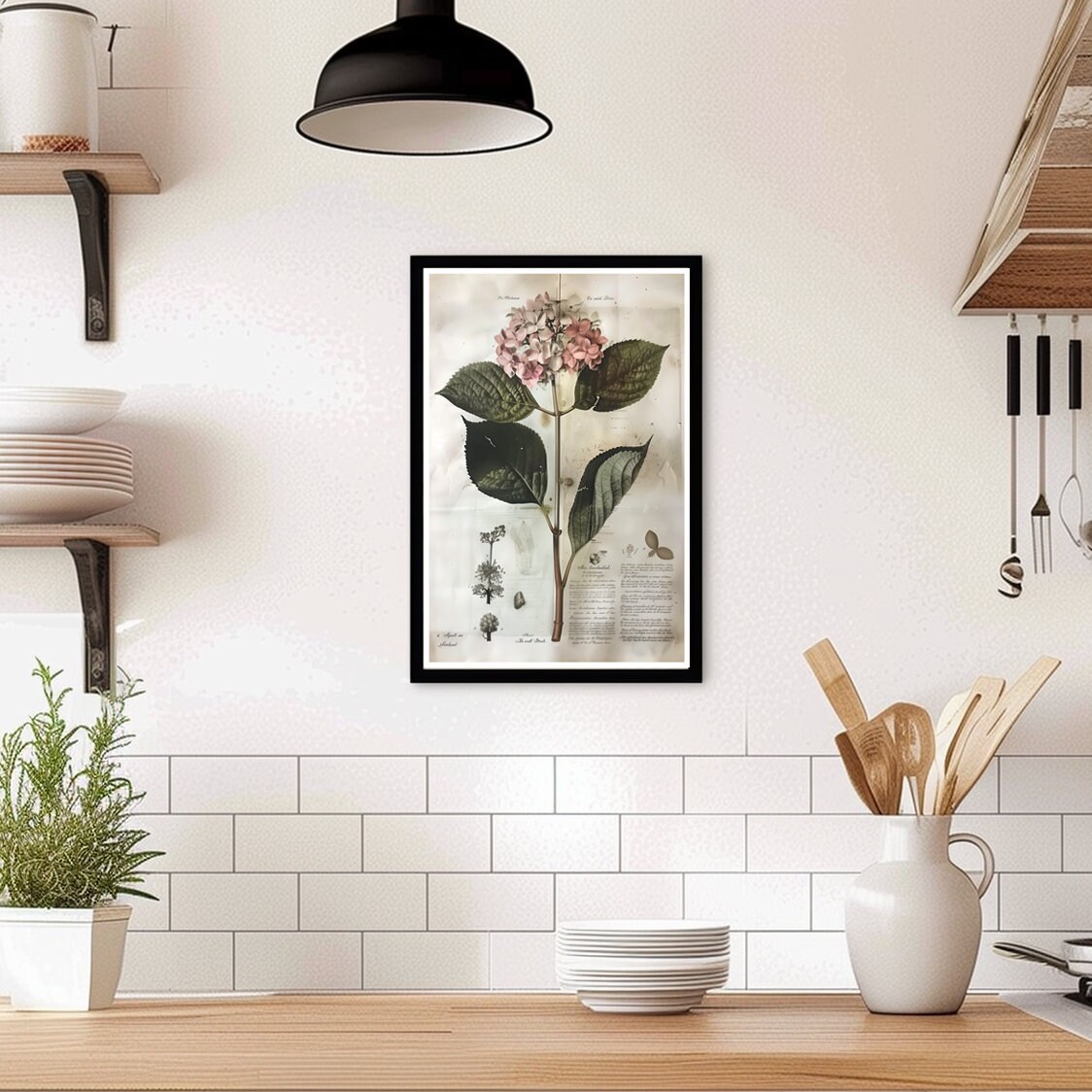 Hydrangea Art Neutral Botanical Plant Art Flower Print Trendy Interior ...