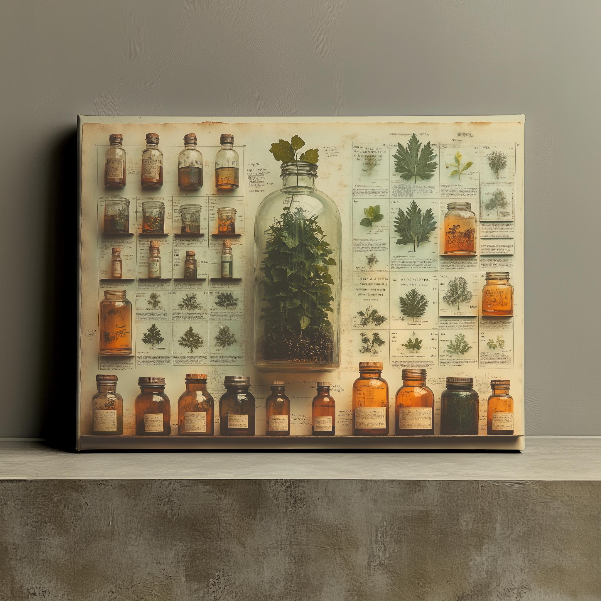 Vintage Botanical Apothecary Canvas - Herbal Specimen Art Print With ...
