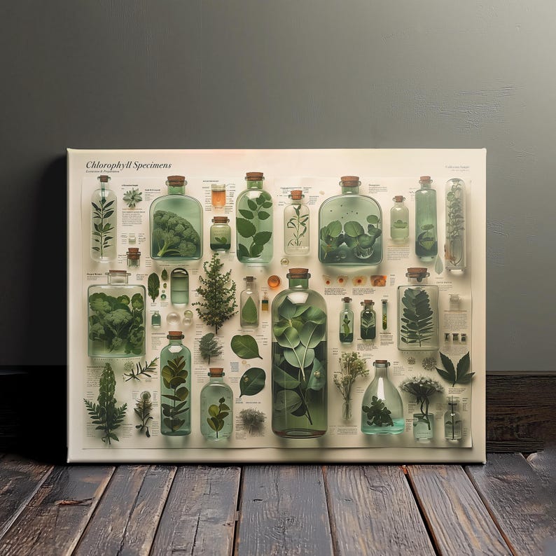 Chlorophyll Specimens Botanical Poster, Scientific Plant Art for Home ...