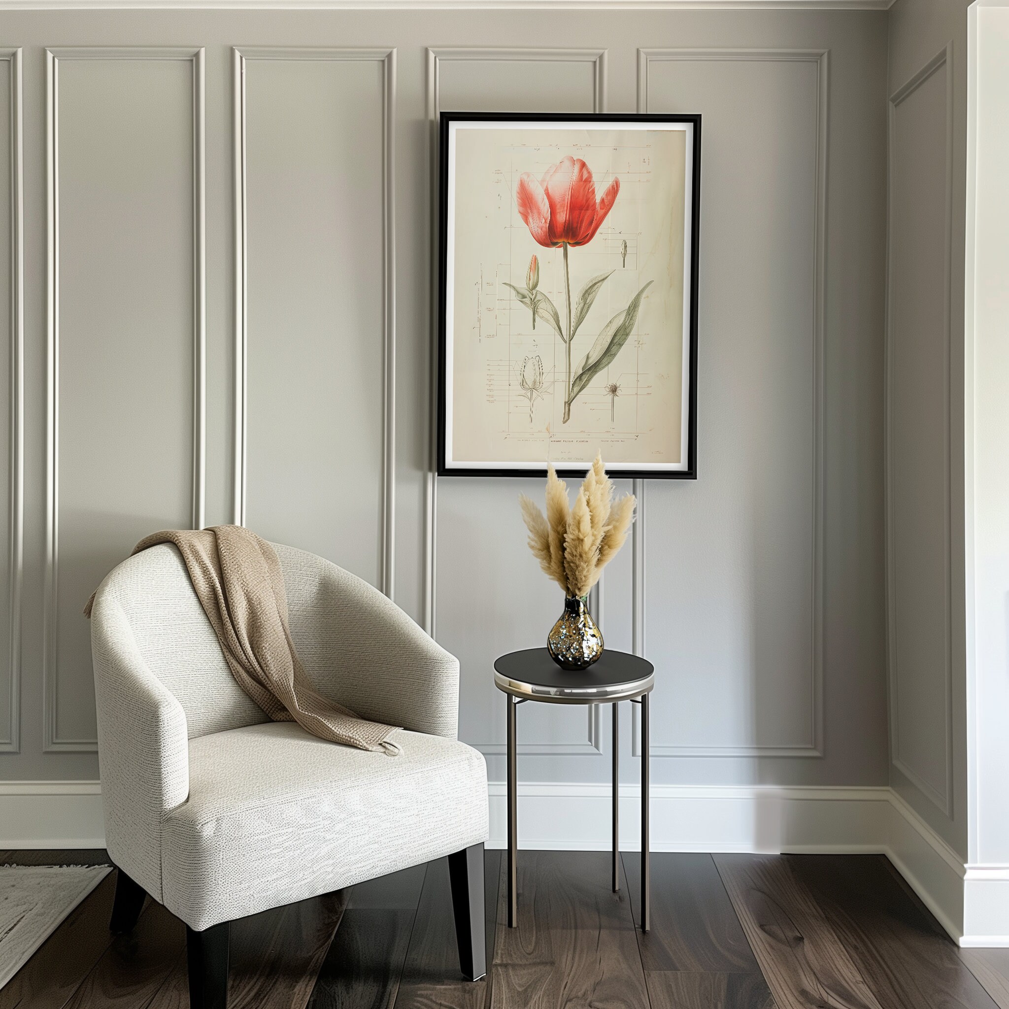 Tulip Artwork Neutral Botanical Plant Gift Art Flower Print Trendy ...