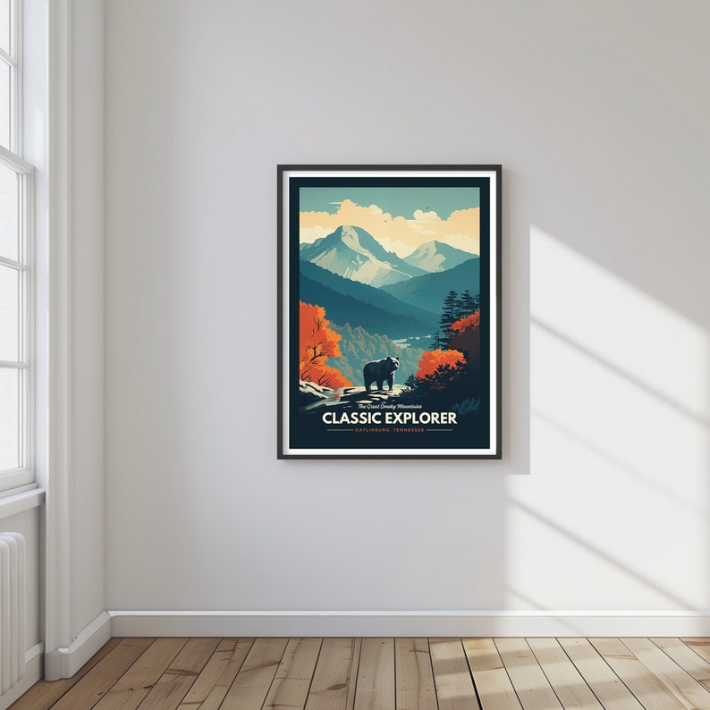 Classic Explorer Poster National Park Wall Art the Smokies Gift Idea ...