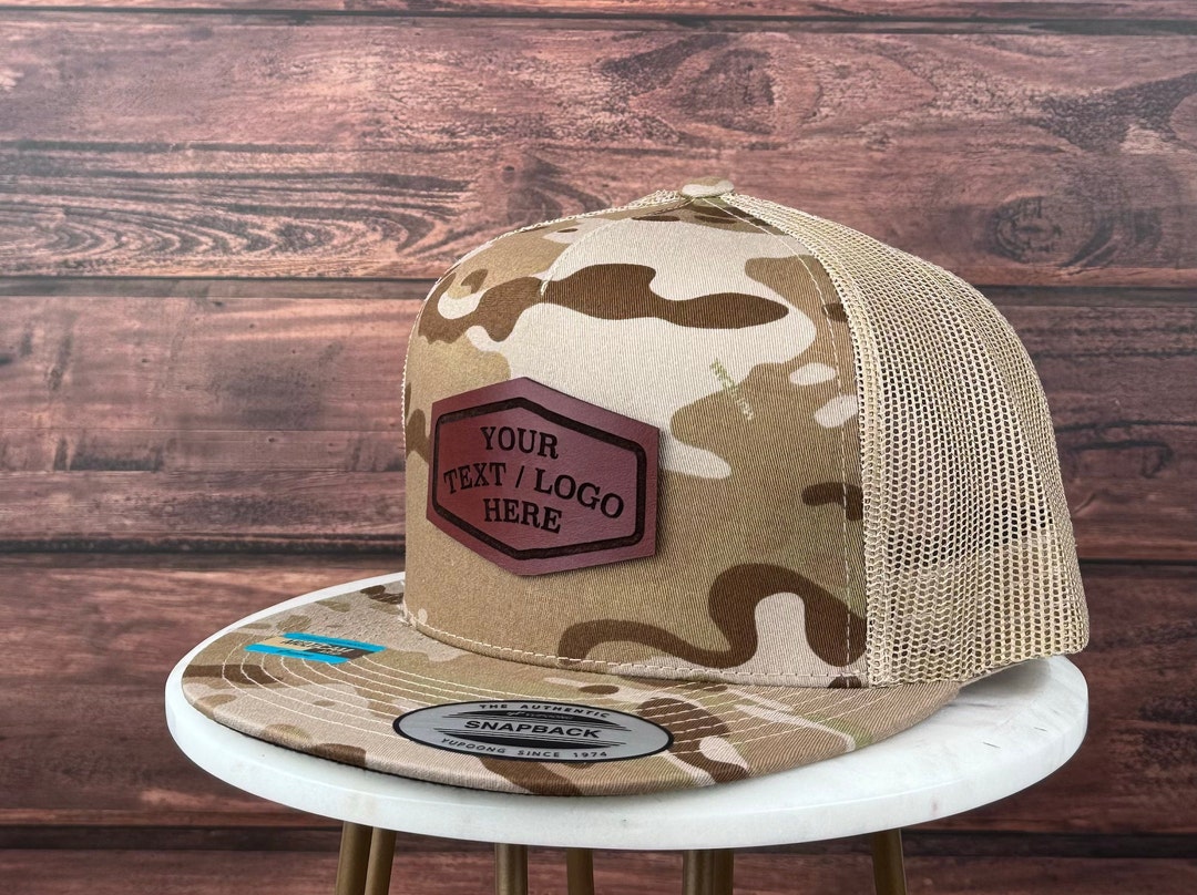 Custom Logo Hat Camo Print, Multicam Hat, Custom Genuine Leather Patch ...