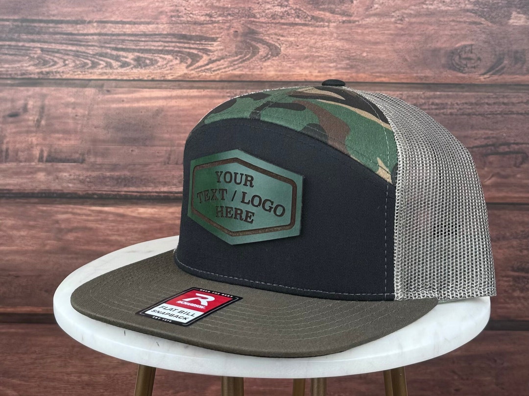 Custom Logo Hat, Camo Printed Hat, Custom Genuine Leather Patch Hat ...