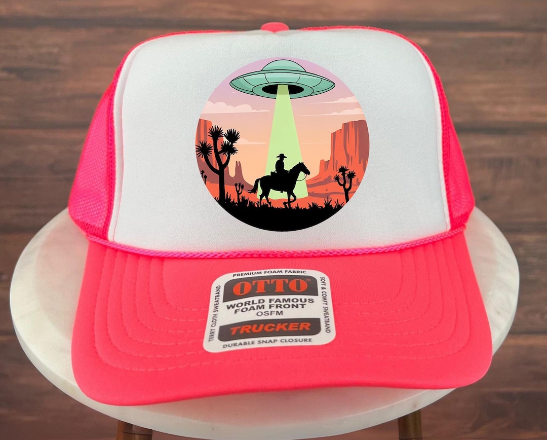 Cowboy UFO Abduction Trucker Hat, Western Alien Graphic Hat, Funny ...