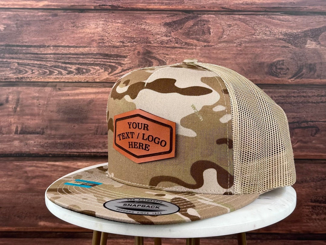 Custom Logo Hat Camo Print, Multicam Hat, Custom Genuine Leather Patch ...