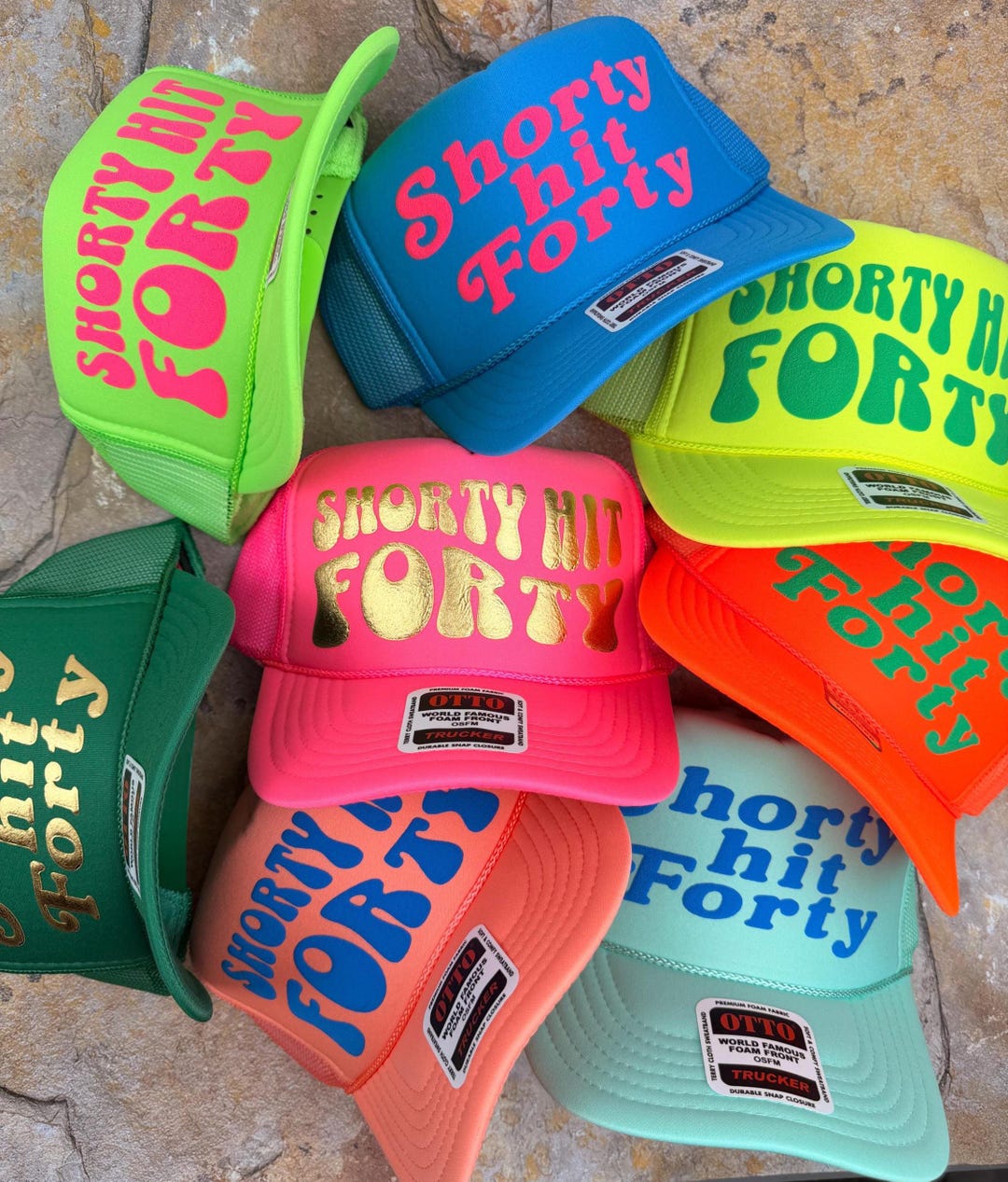 Shorty Hit Forty Hat, 40th Birthday Party Trucker Hats, 40 Crew Hats ...