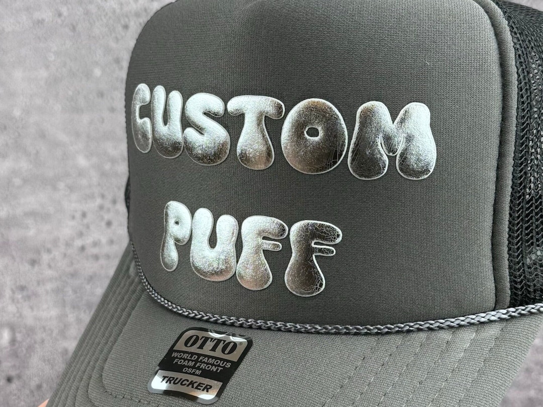 Metallic Custom Puff Print Hat, Custom Foam Hat, Custom Mesh Trucker ...