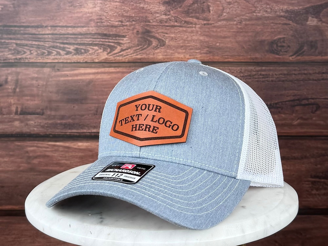 Custom Leather Patch Trucker Hat, Custom Logo Hat, Genuine Leather ...