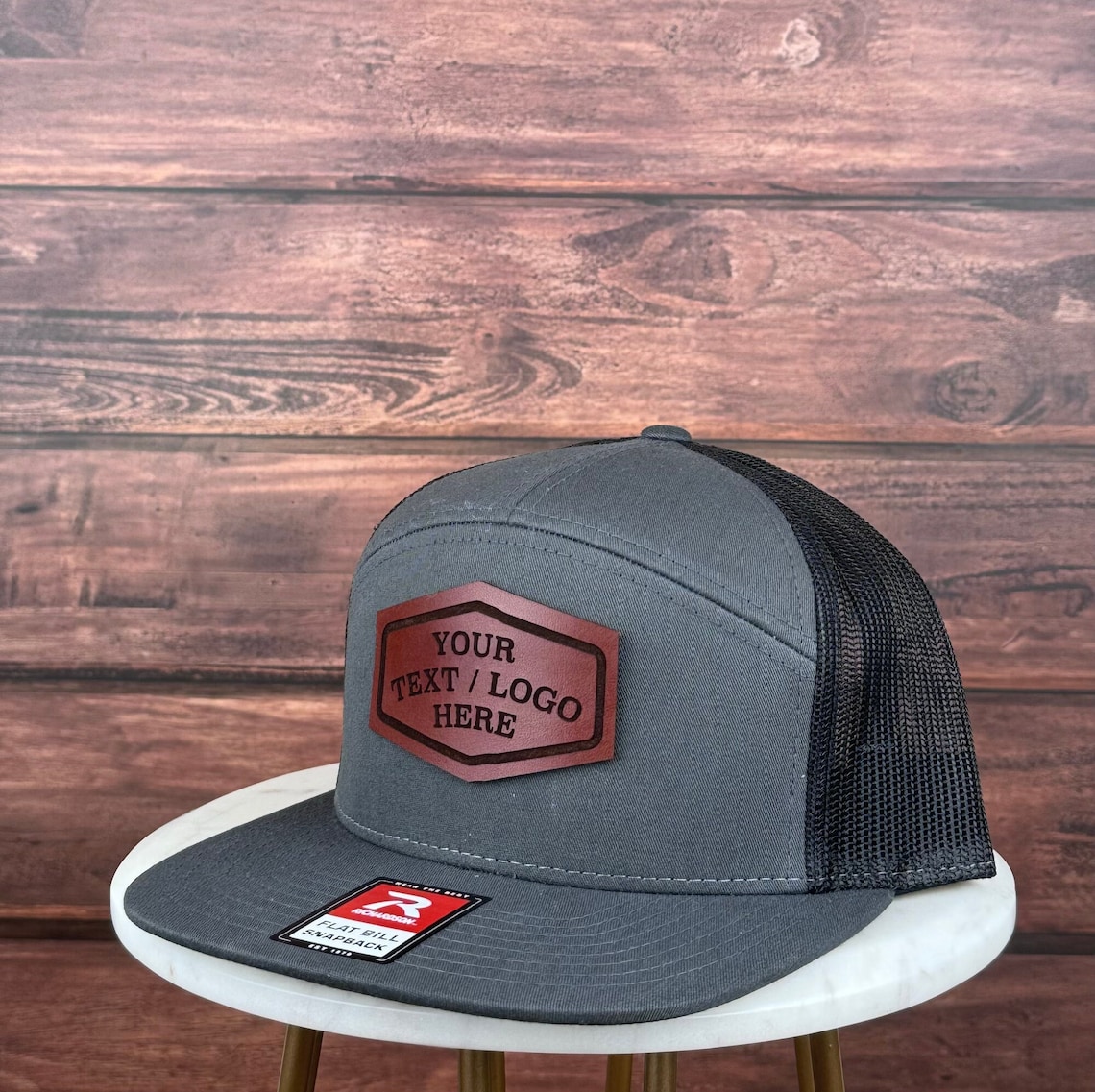 Genuine Leather Patch Hat, Custom Logo Hat, Custom Leather Patch Hat, Custom Trucker Hat, Flat ...