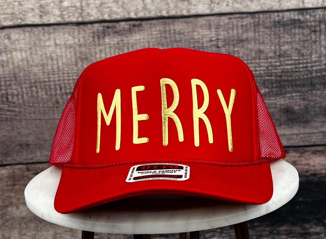 Christmas Party Hat, Custom Xmas Party Hat, Merry Hat, Custom Trucker ...