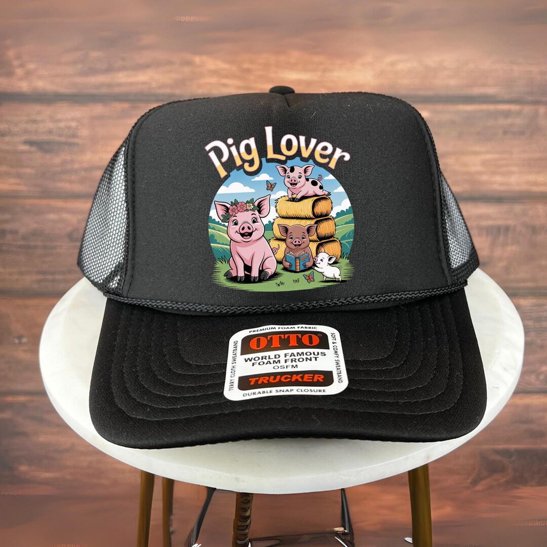 Pig Lover Trucker Hat, Cute Farm Animal Hat With Piglets, Funny Country ...