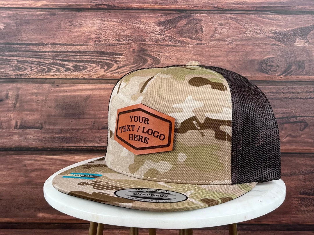 Custom Logo Hat Camo Print, Multicam Hat, Custom Genuine Leather Patch ...