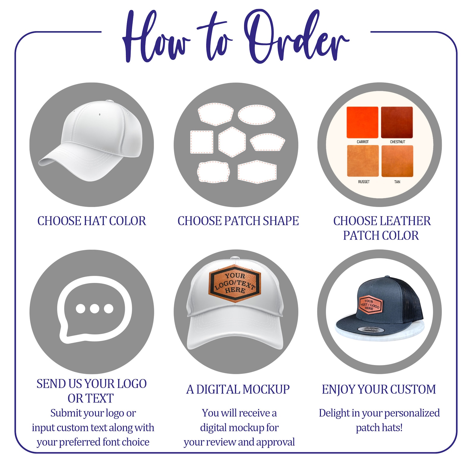 Genuine Leather Patch Hat, Custom Logo Hat, Custom Leather Patch Hat ...