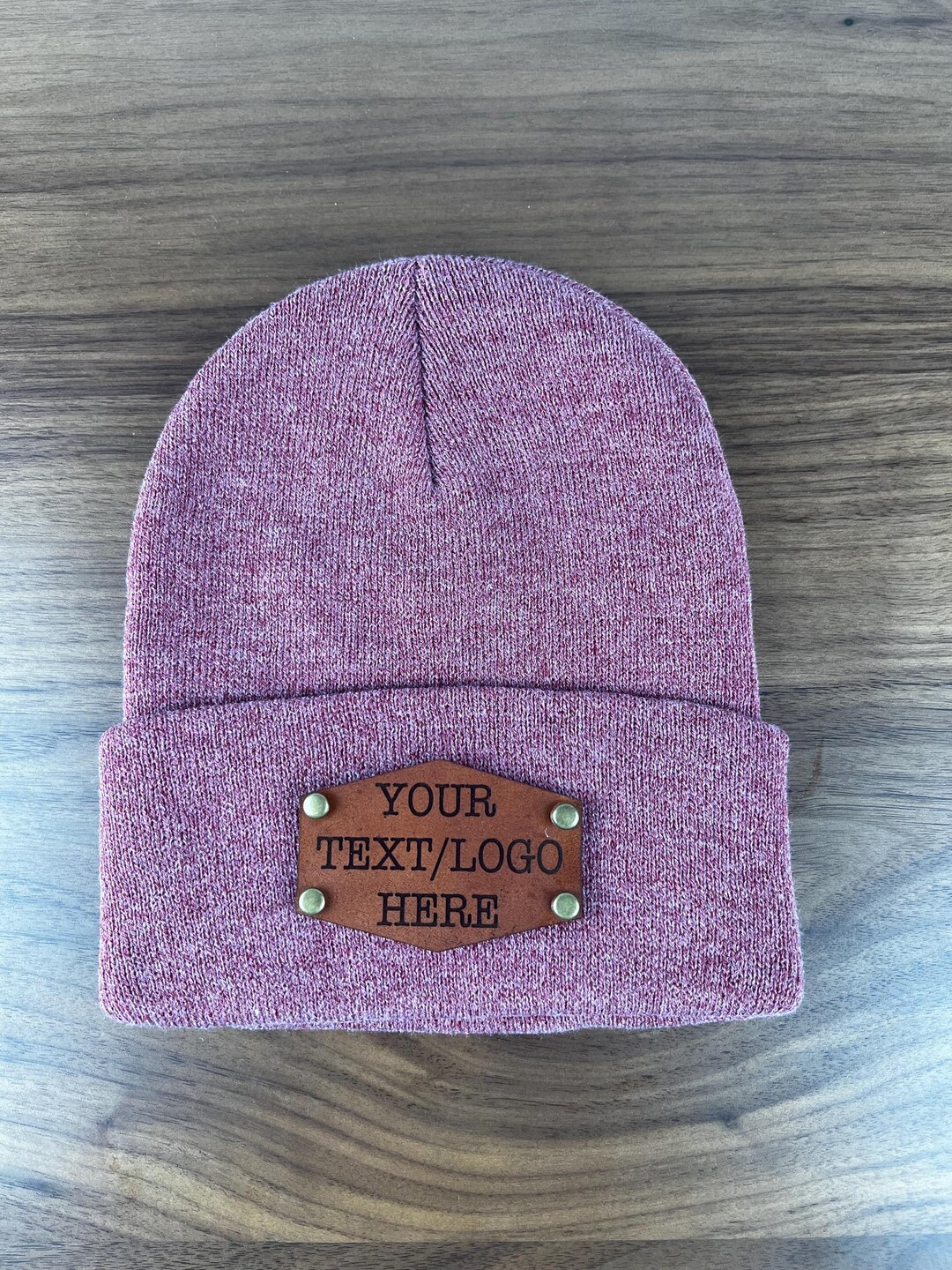 Custom Logo Beanie, Custom Genuine Leather Patch Beanie, Personalized ...