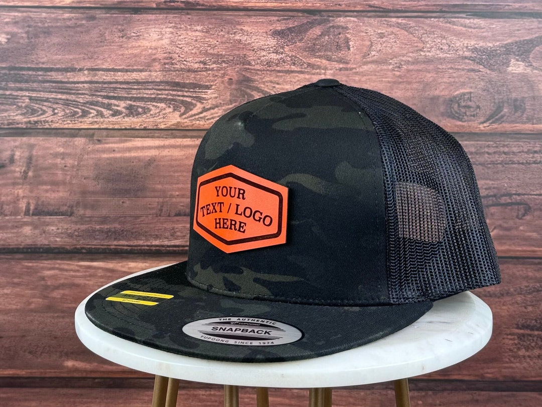 Custom Logo Hat Camo Print, Multicam Hat, Custom Genuine Leather Patch ...