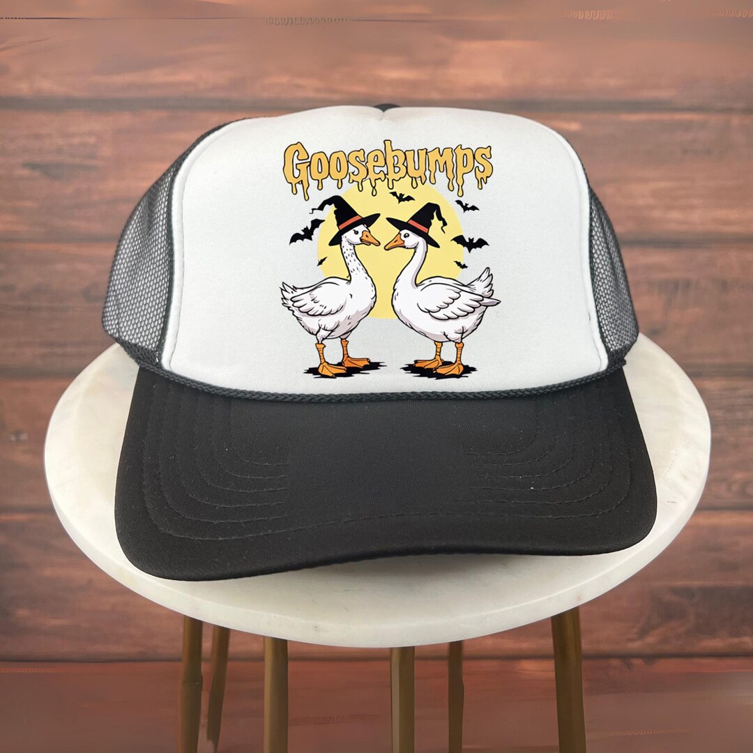 Halloween Trucker Hat, Goosebumps Halloween Hat, Cute Witch Geese in ...