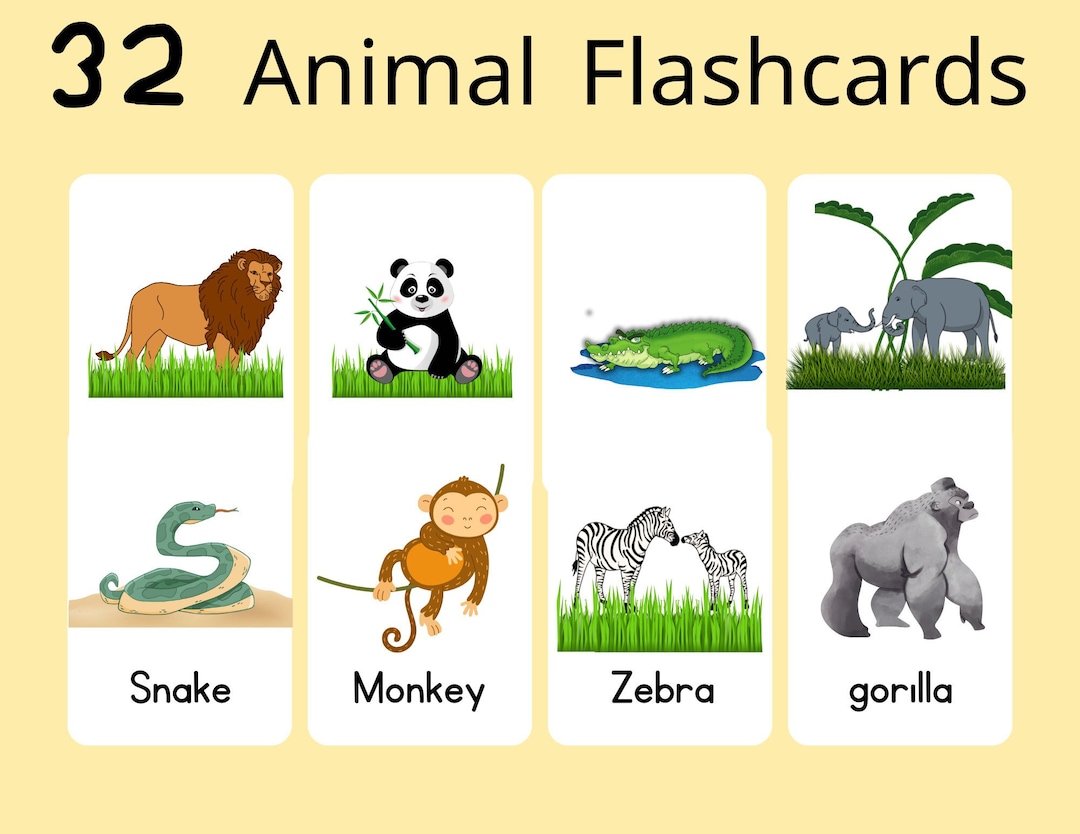 Animal Flashcards, Digital Download, PRINTABLE, Learn Different Animals ...