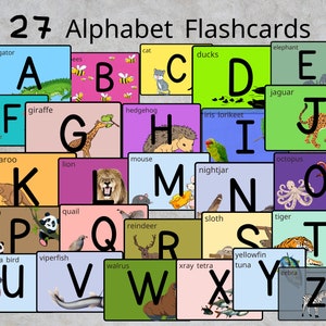 ABC Flashcards With Animals, DIGITAL DOWNLOAD, Learn Abcs, Flashcards ...