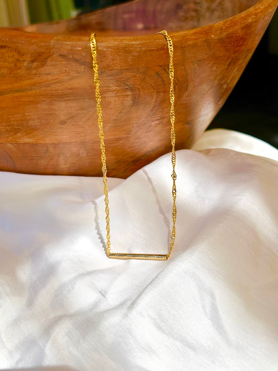 24k Matte Gold Plated Necklace With Gold Balance Beam Pendant, Gymnast ...