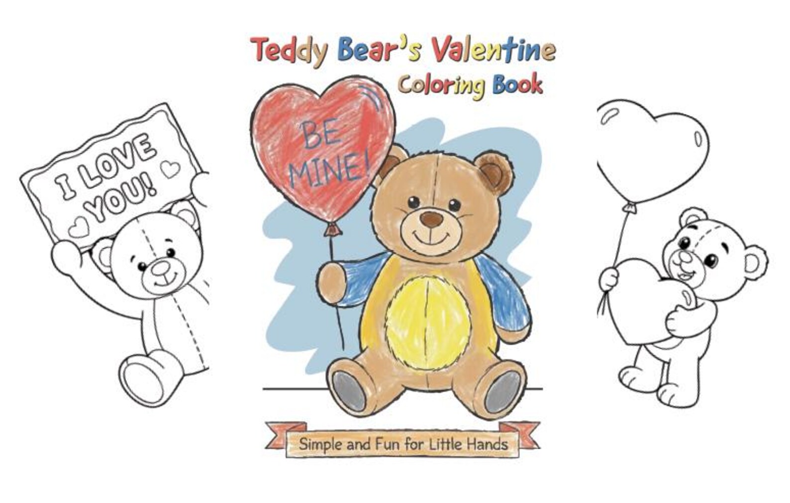 Boy Teddy Bear Printable Kids Valentine Coloring Book - Etsy
