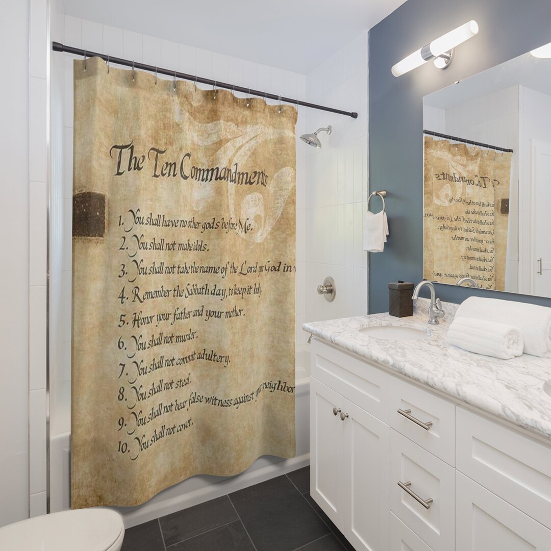 Shower Curtains, Religious Design of Ten Commandments - Etsy